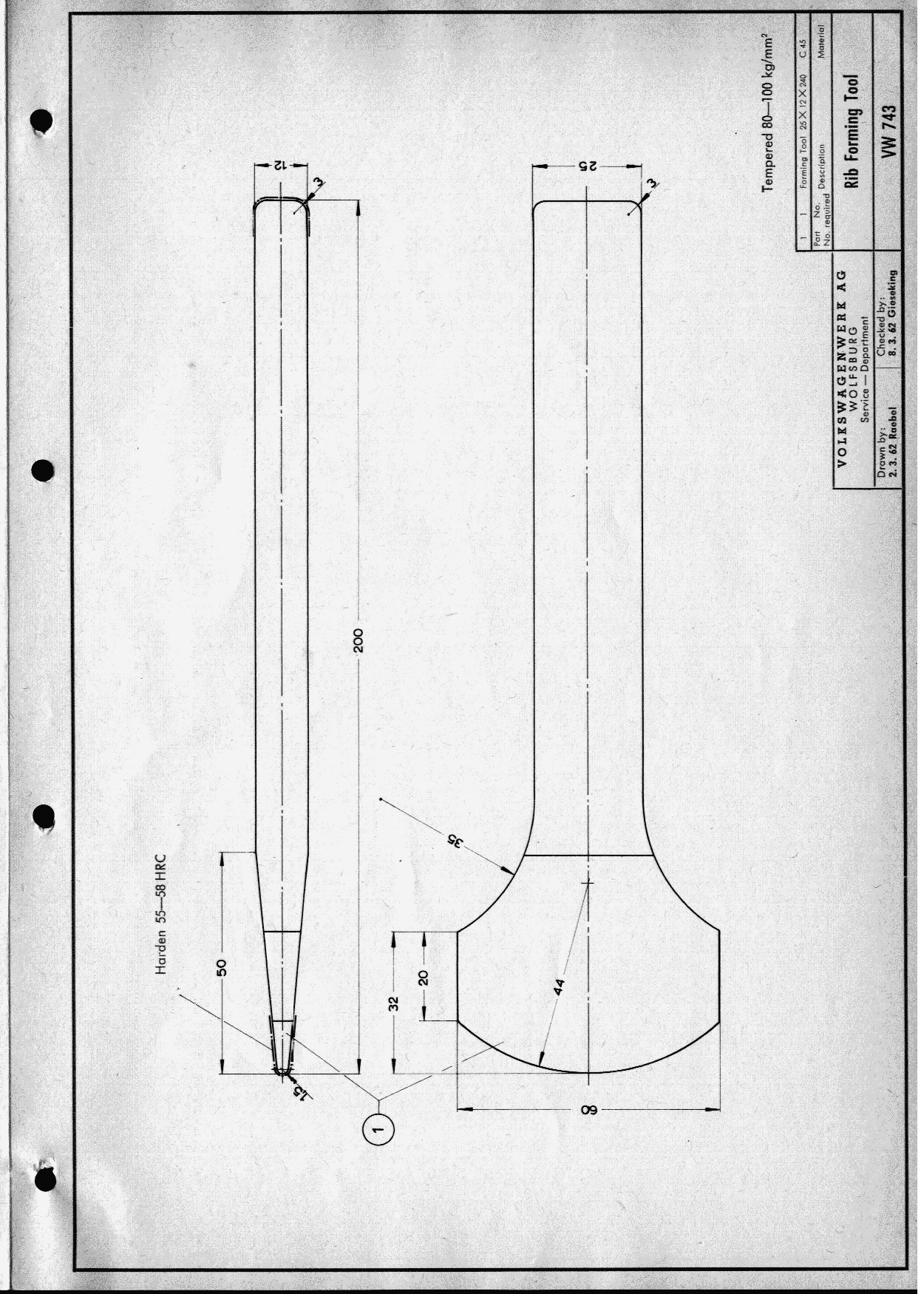 VW Tools - ‘Rib Forming Tool (VW 743)’ - Global Dimension